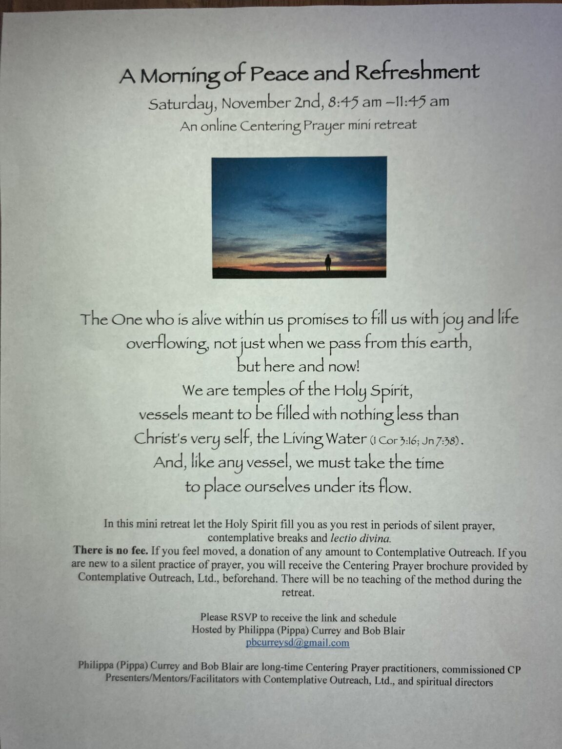 Events from September 1 – December 7 – Contemplative Outreach, Ltd.